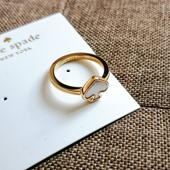 kate spade | Jewelry | Signature Spade Gold Mother Of Pearl Ring Size 7 ...